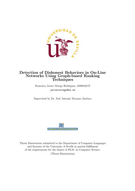 Pdf Detection Of Dishonest Behaviors In Online Networks Using Graph Based Ranking Techniques