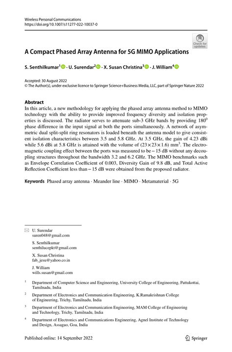 Pdf A Compact Phased Array Antenna For 5g Mimo Applications