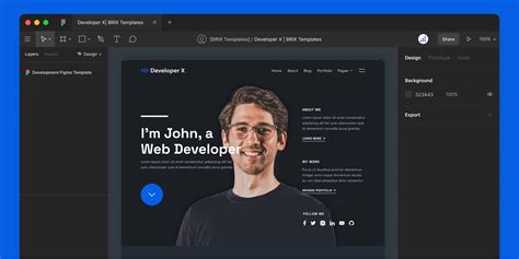 developer x developer portfolio figma template free figma resource