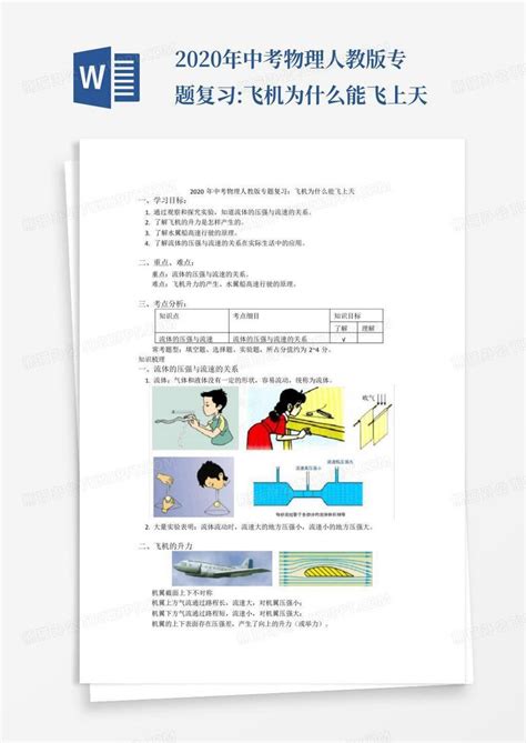 2020年中考物理人教版专题复习飞机为什么能飞上天word模板下载编号qvzjrpjn熊猫办公