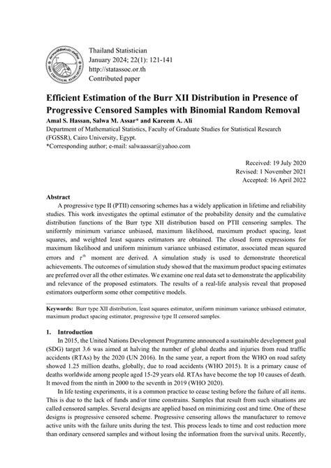 Pdf Efficient Estimation Of The Burr Xii Distribution In Presence Of Progressive Censored