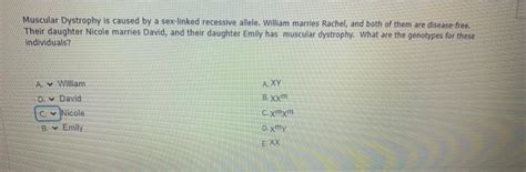 Solved Muscular Dystrophy Is Caused By A Sex Linked