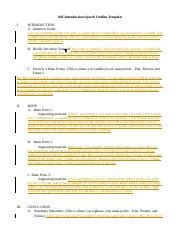 Module Self Introduction Outline Template FINAL Docx Self Introduction Speech Outline