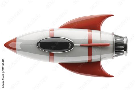 Futuristic Rocket Ship With A Sleek Design Red And White Color Scheme Representing Innovation