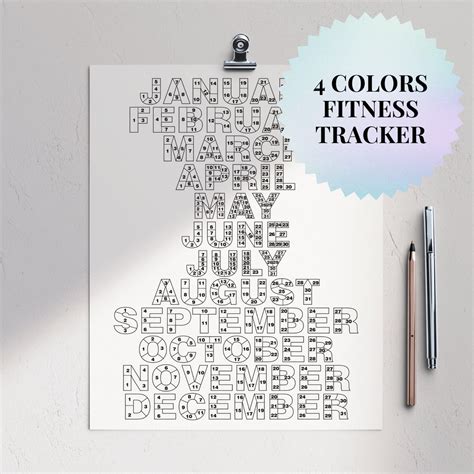 Workout Tracker Fitness Habit Tracker Wellness Tracker Months