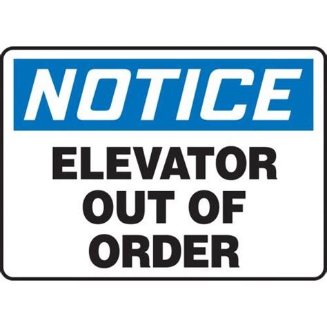 Order Meqm805xl10 By Accuform 10 X 14 Safety Sign Elevator Out Of