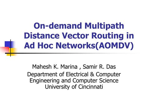 Ppt On Demand Multipath Distance Vector Routing In Ad Hoc Networksaomdv Powerpoint