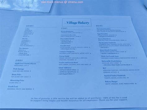 Online Menu Of The Village Bakery Restaurant Woodside California