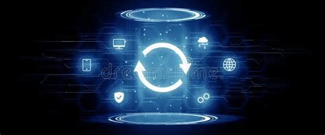 Software And Hardware Upgrade Concept Abstract Hologram Projected