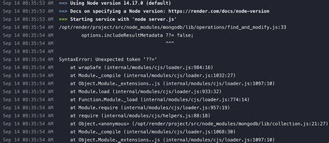 Failed Deploy Syntaxerror Unexpected Token Render