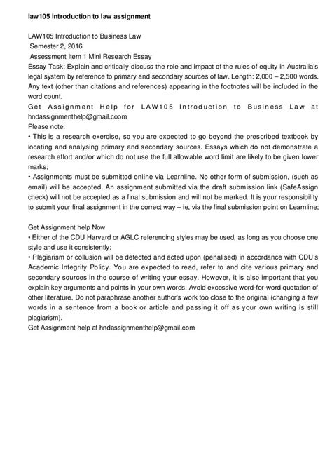 law105 introduction to law assignment help