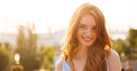 Happy Pretty Redhead Woman With Long Hair X W Png
