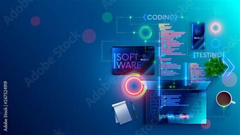 Software Development Coding Process Concept Programming Testing Cross Platform Code App On La
