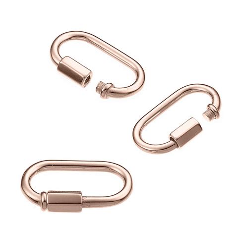 Pink Gold 1µ 22x12mm Oval Screw System Clasps 3pcs G Silver