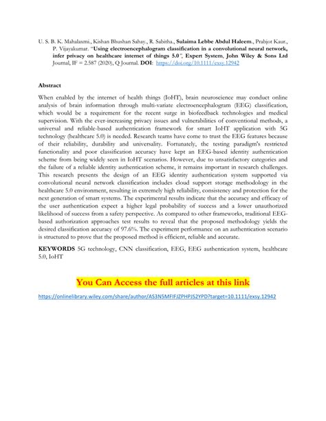 Pdf Using Electroencephalogram Classification In A Convolutional