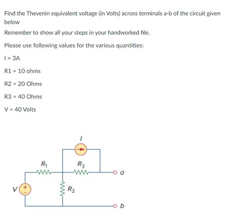 Solved Find The Thevenin Equivalent Voltage In Volts Chegg Com