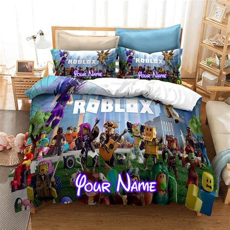 Game Roblox Cosplay Personalized Name Bedding Set Duvet Cover Bed