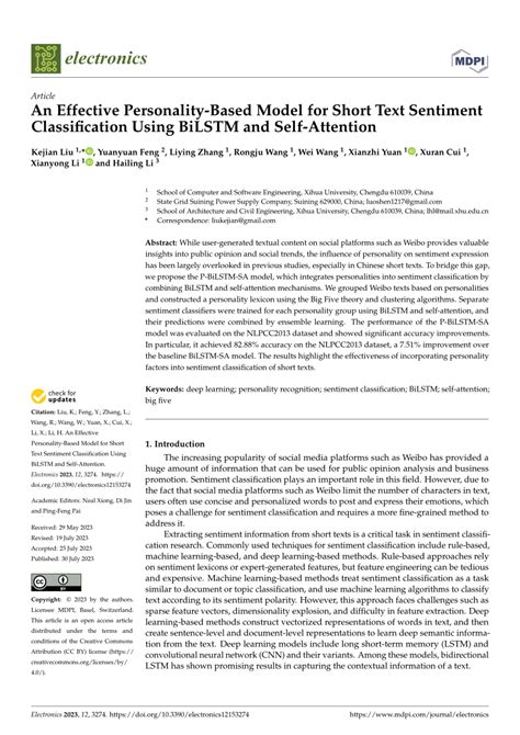 Pdf An Effective Personality Based Model For Short Text Sentiment