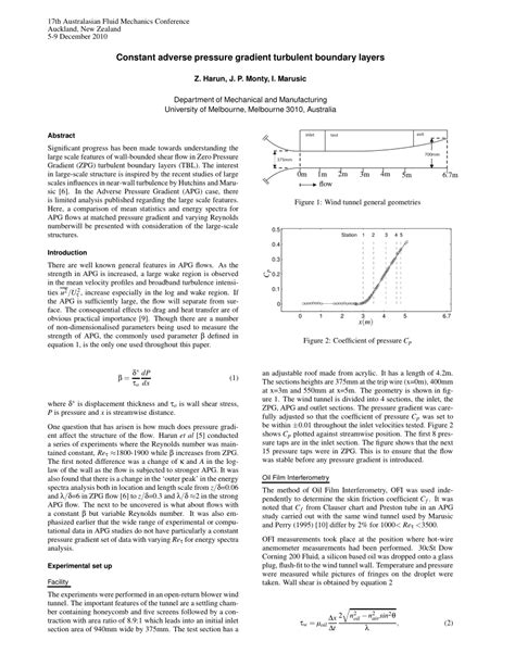 Pdf Constant Adverse Pressure Gradient Turbulent Boundary Layers