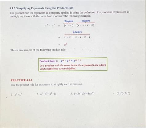Solved Simplifying Exponents Using The Product Rule Chegg Com