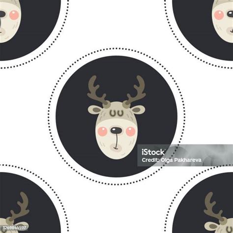 새해 또는 크리스마스축제 배경 사슴 머리와 비문의 매끄러운 질감 벽지 패턴 채우기 웹 페이지 표면 텍스처 섬유 인쇄 포장지 벡터 겨울에 대한 스톡 벡터 아트 및 기타 이미지