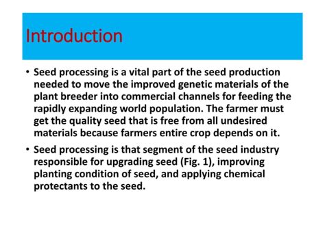 Steps Involve In Seed Processing Pptx