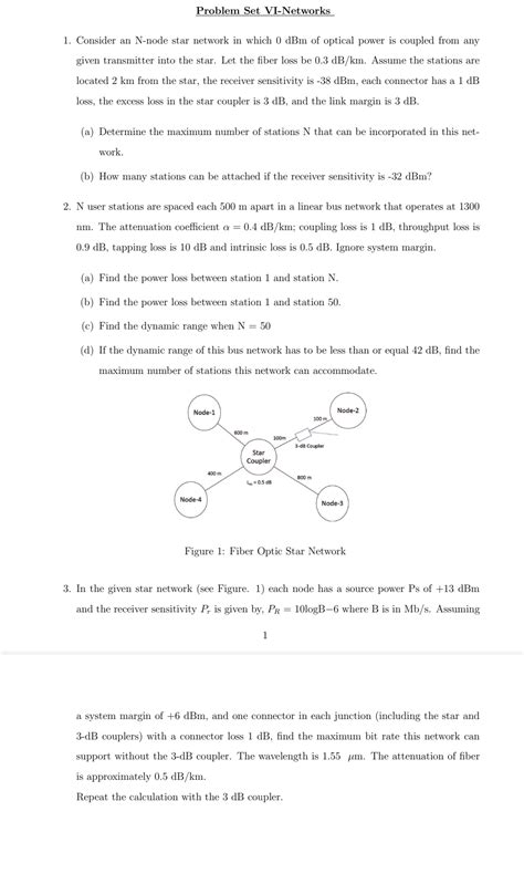 1 Consider An N Node Star Network In Which 0dbm Of