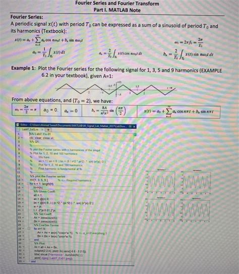 Solved Fourier Series And Fourier Transform Part I Matlab
