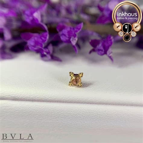 Bvla 14 Karat Yellow Gold Mini Kandy W Genuine Oregon Sunstone Inkhaus Tattoo And Piercing