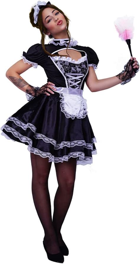 Womens Maid Outfit Cosplay Apron Maid Dress Halloween Costume