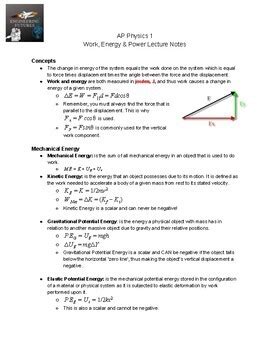 AP Physics 1 Lecture Notes Entire Year By Engineering Futures TpT