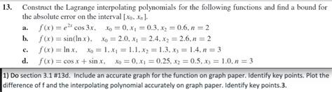 Solved 3 Construct The Lagrange Interpolating Polynomials