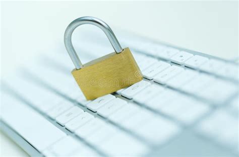 Security Lock On White Computer Keyboard Stock Image Image Of Data