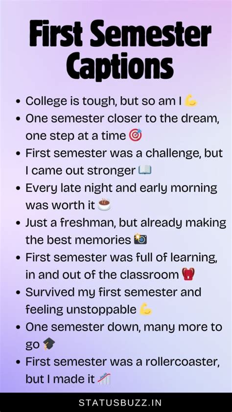 120 First Semester Captions And Quotes Statusbuzz
