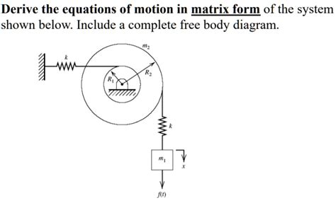 Solved Derive The Equations Of Motion In Matrix Form Of The System Shown Below Include A