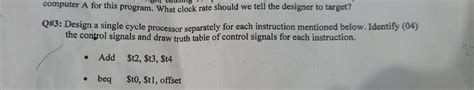 Q3 Design A Single Cycle Processor Separately For