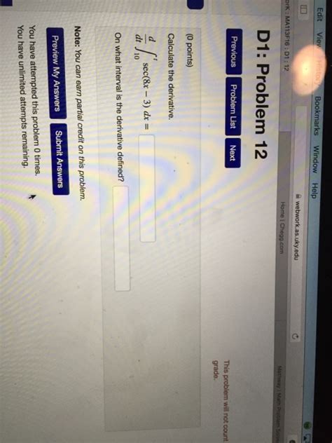 Solved Calculate The Derivative D Dt Integral Sec X Chegg Com
