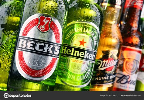 Bottles Of Assorted Global Beer Brands Stock Editorial Photo