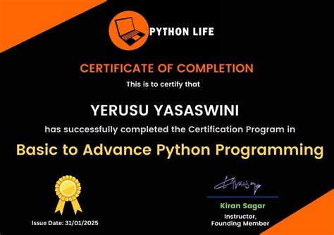 Yasaswini Yerusu On Linkedin Python Programming Certification