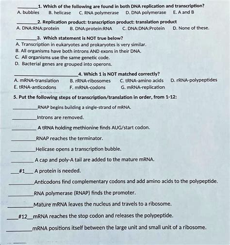 Solved 1 Which Of The Following Are Found In Both Dna Replication And Transcription A