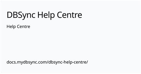 Help Centre Dbsync Help Centre