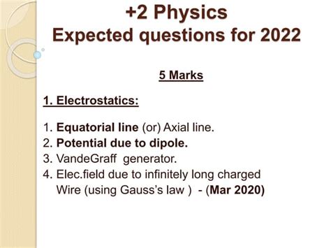 2 Physics Expected Questions 2022 25 02 2022 Pptx