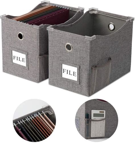 Collapsible File Box Storage Organizer Letter Size Decorative Linen