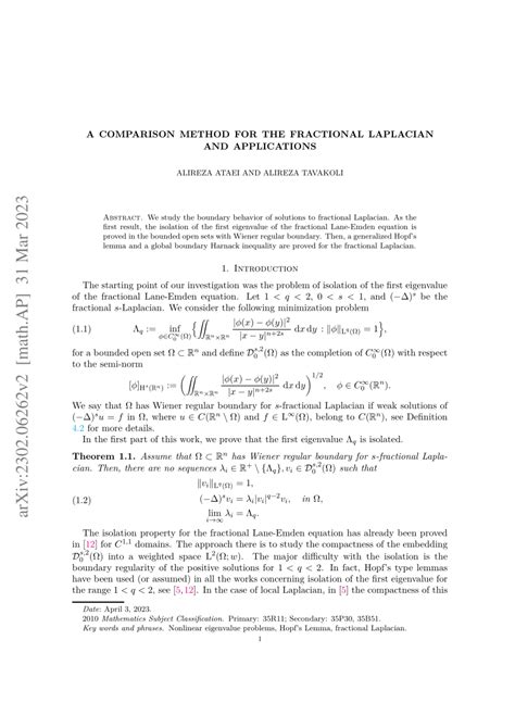 Pdf A Comparison Method For The Fractional Laplacian And Applications