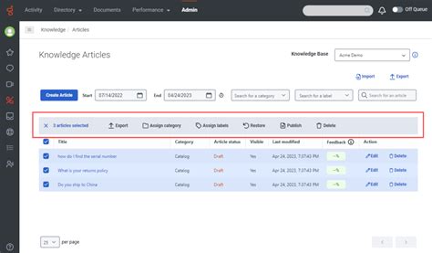 Edit Multiple Knowledge Base Articles At Once Genesys Cloud Resource