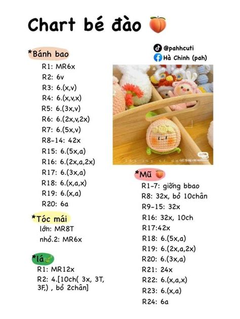 Chart mochi đào Charts Móc khóa Dự án đan len