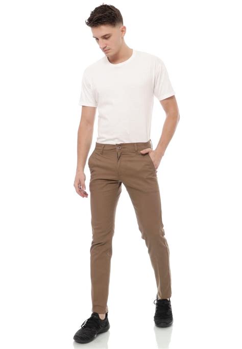 Jual Celana Chino Panjang Slim Fit Pria Mocca Emoline