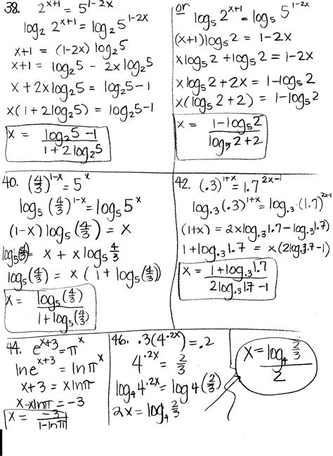 Solving Exponential And Logarithmic Equations Worksheet For 10th