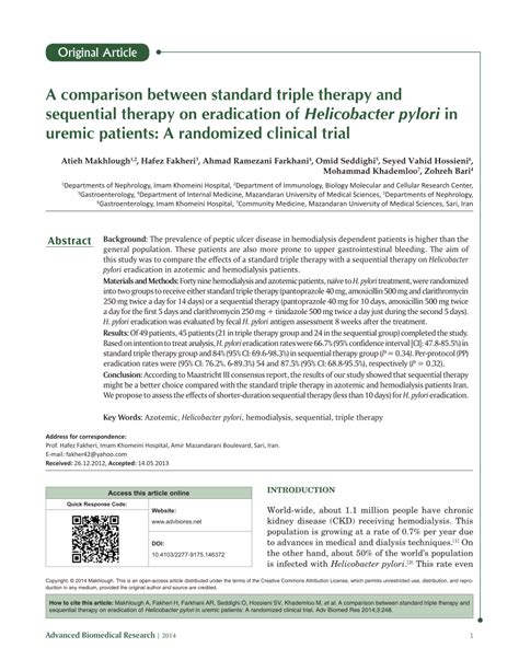 Pdf A Comparison Between Standard Triple Therapy And Sequential