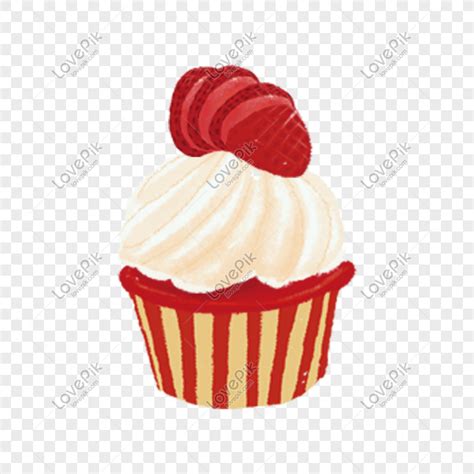 손으로 그린 만화 딸기 컵 케이크 Png 일러스트 무료 다운로드 Lovepik